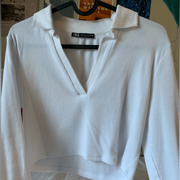 Zara | Tops | Zara Collar Crop Top | Poshmark